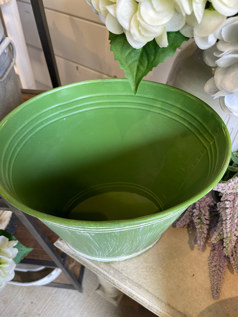 10.25" WHITEWASH GREEN BUCKETS – Farmhouse Rehab